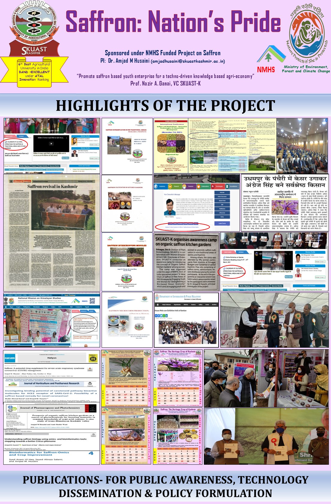 Major Highlights of the NMHS Project – Saffron Rice Lab Kashmir